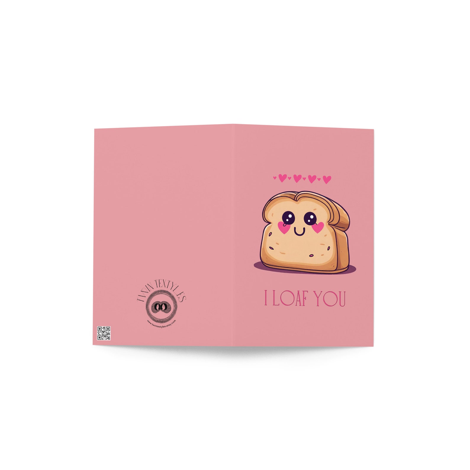 Foodie Pun Card, Cute Kawaii for Food or Bread Lover, "i Loaf You ...