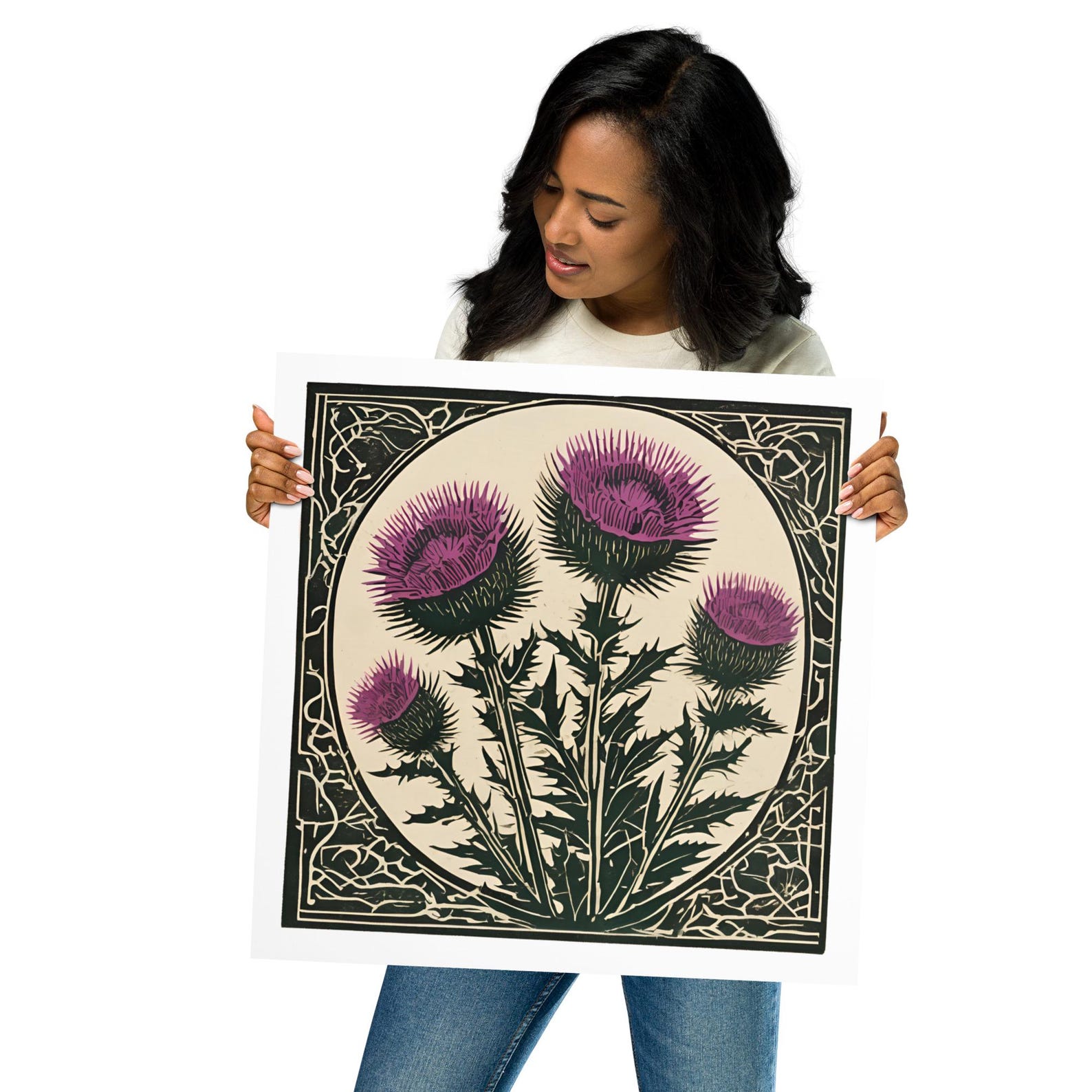 Thistle Flower Block Print, Gothic Style - Etsy