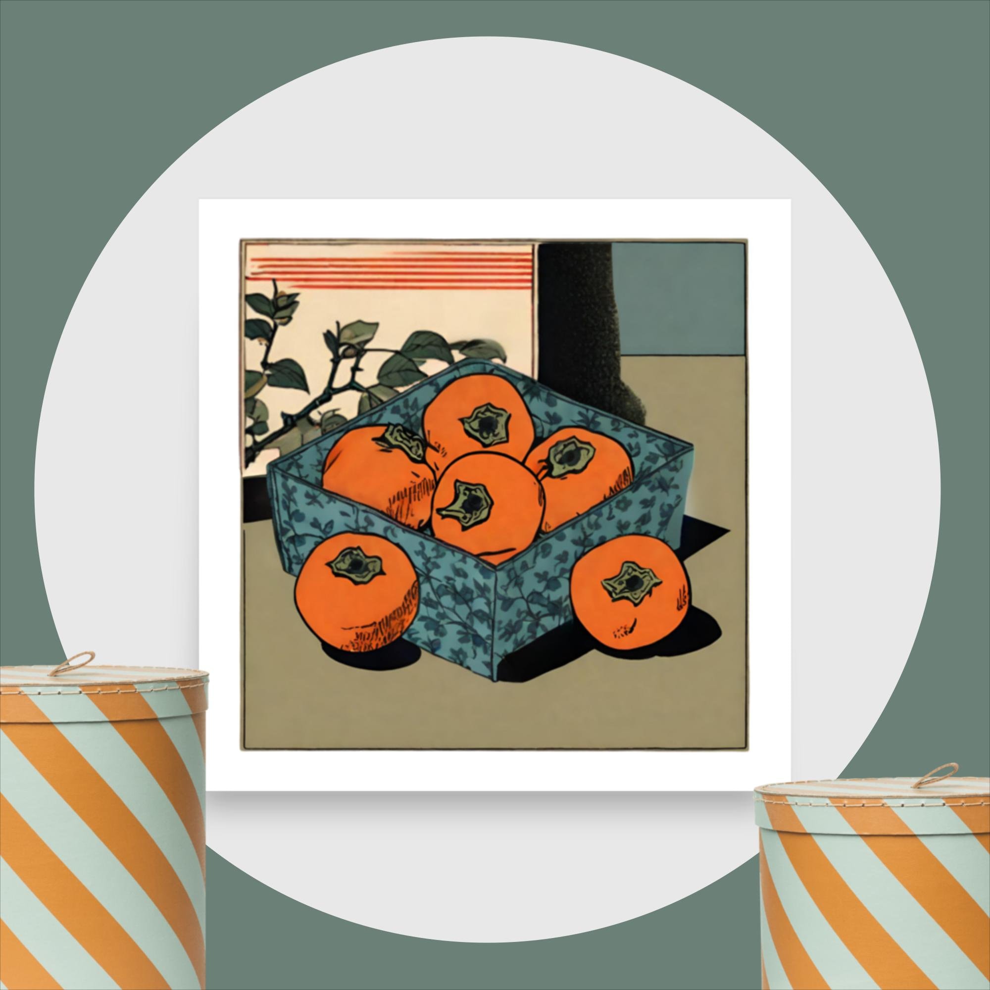 Boxed Persimmons Ukiyo-e Style Block Print Poster, Japanese Persimmon ...