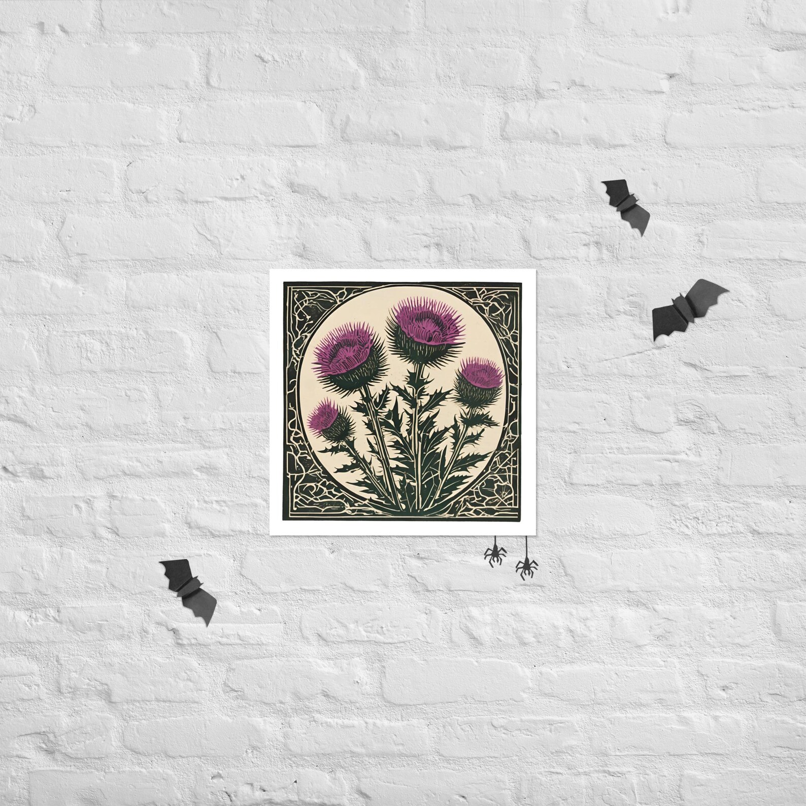 Thistle Flower Block Print, Gothic Style - Etsy