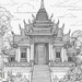 Thai Temple Coloring Page - Instant Download - Grayscale Coloring Page ...