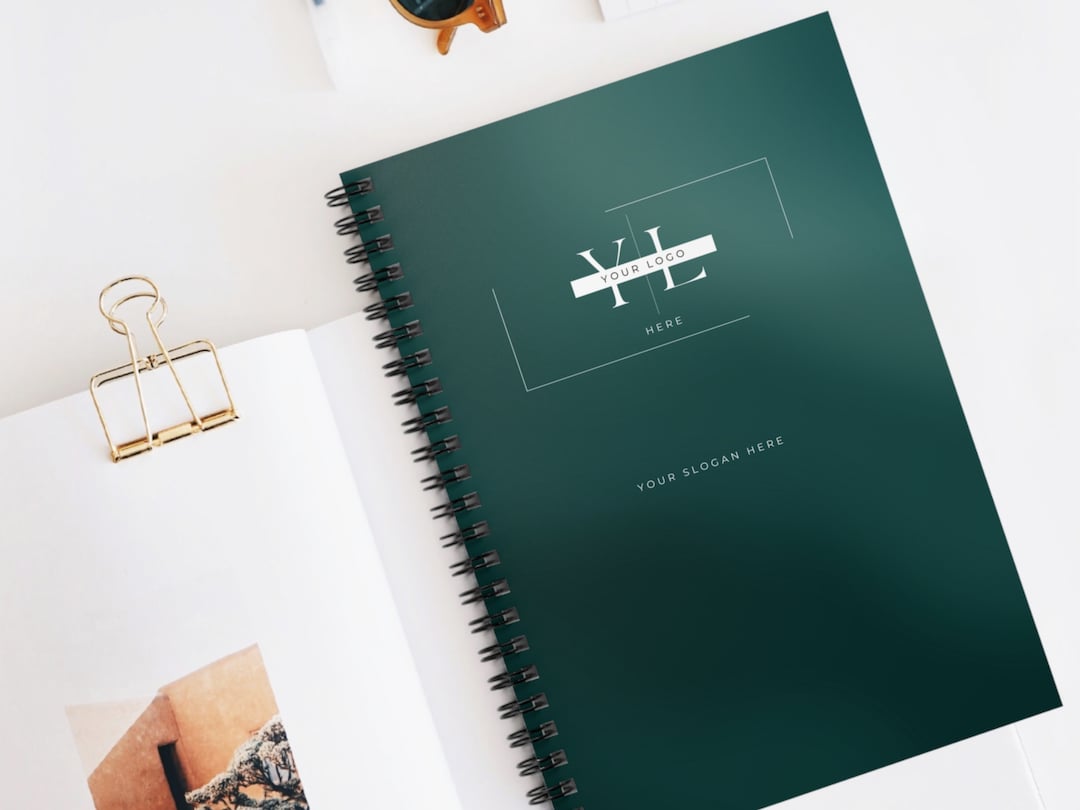 Personalized Corporate Notebook, Custom Green Notebook, Green Spiral ...