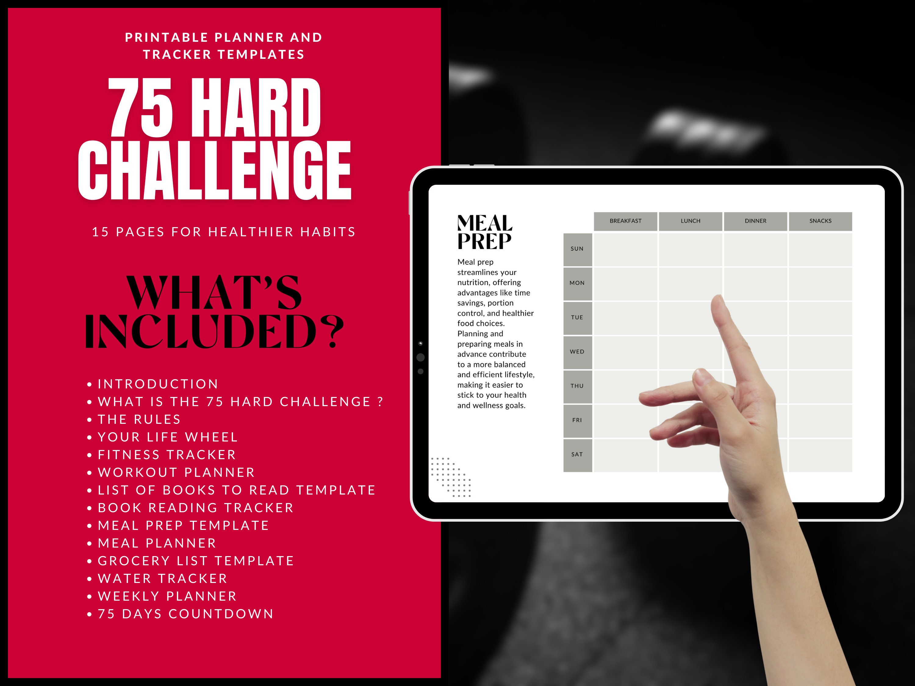 Printable 75 Hard Challenge Tracker, 75 Hard Tracker Dowload, Printable ...