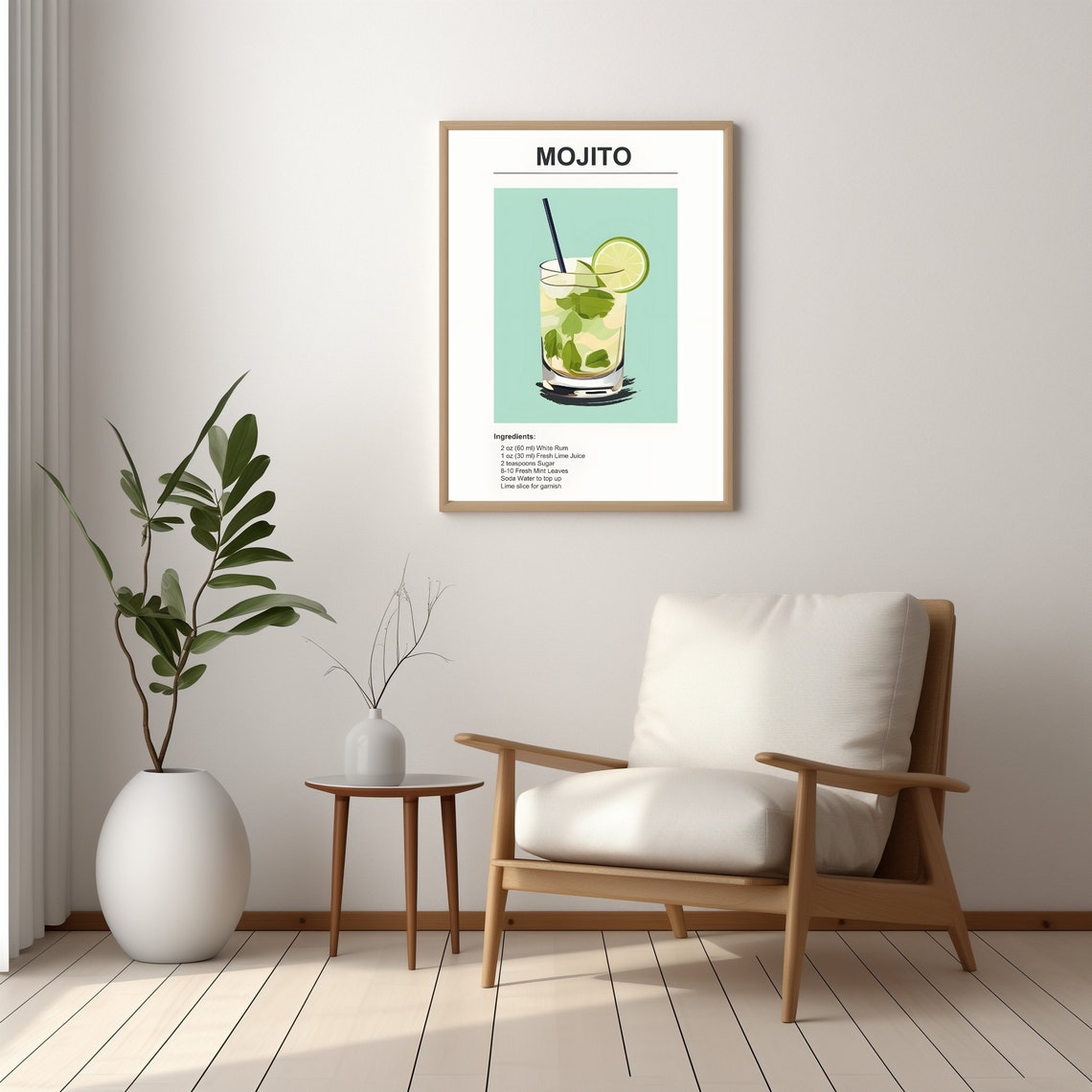 Mojito Wall Art, Cocktail Wall Art, Bar Cart Decor, Bar Drinks Recipe ...