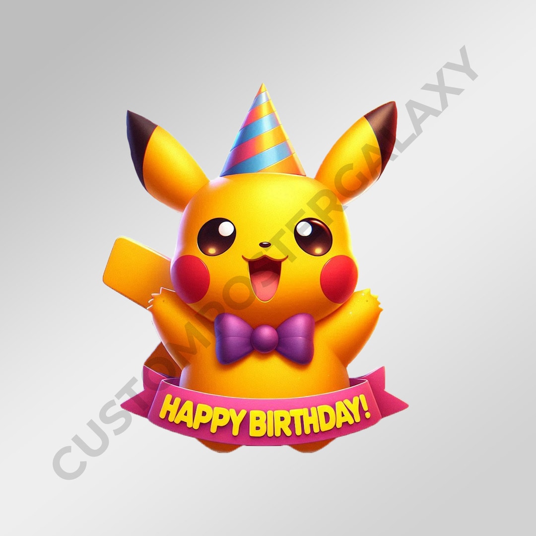 Pikachu Birthday PNG, Pokemon , Pikachu Birthday Party, Pokemone ...