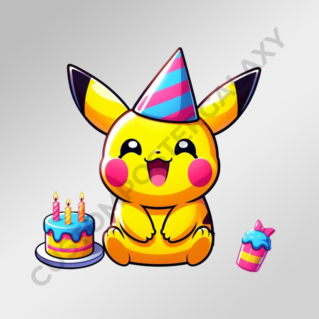 Pikachu Birthday PNG, Pokemon , Pikachu Birthday Party, Pokemone ...