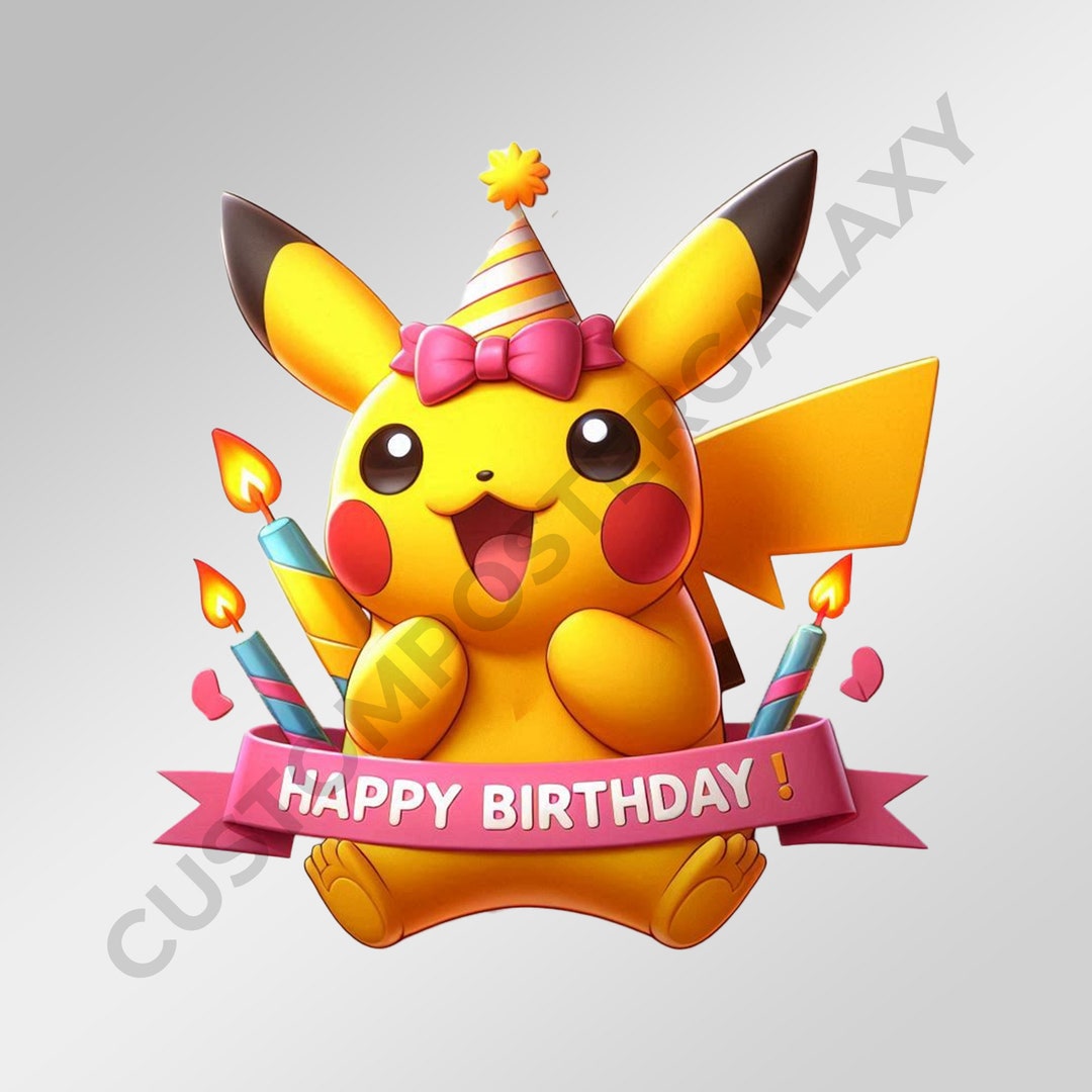 Pikachu Birthday PNG, Pokemon , Pikachu Birthday Party, Pokemone ...