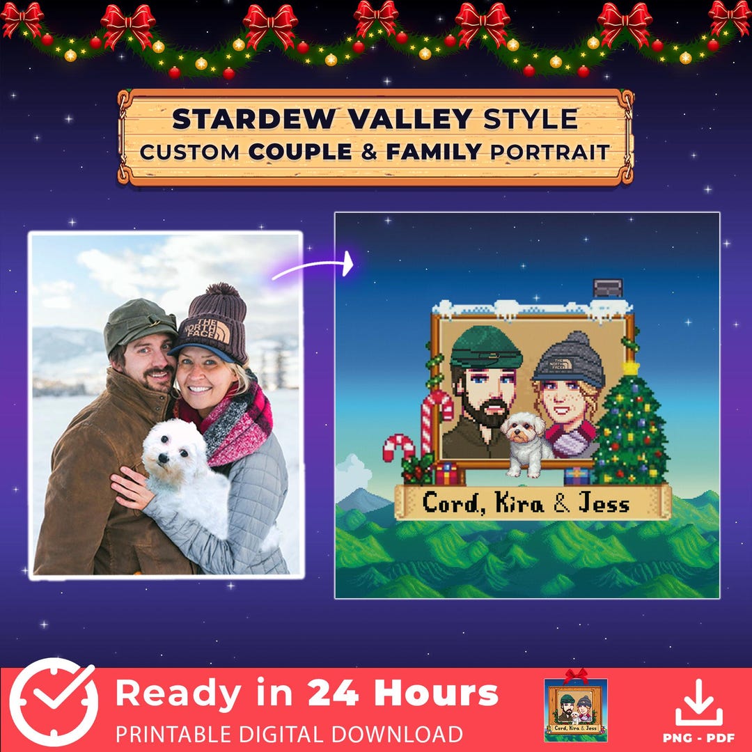 Custom Couple & Family STARDEW VALLEY Style Portraits, Stardew Valley ...