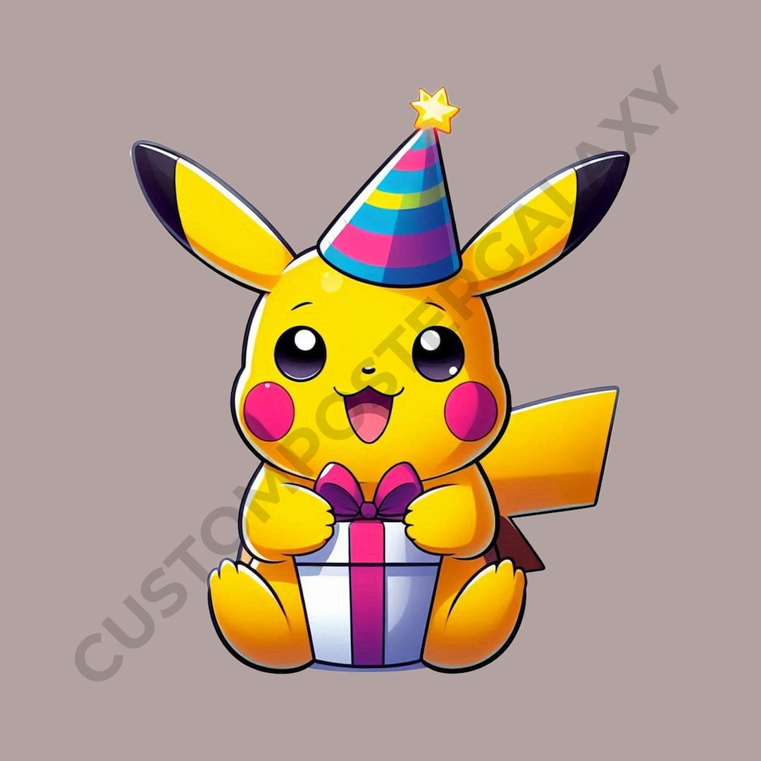 Pikachu Birthday PNG, Pokemon , Pikachu Birthday Party, Pokemone ...
