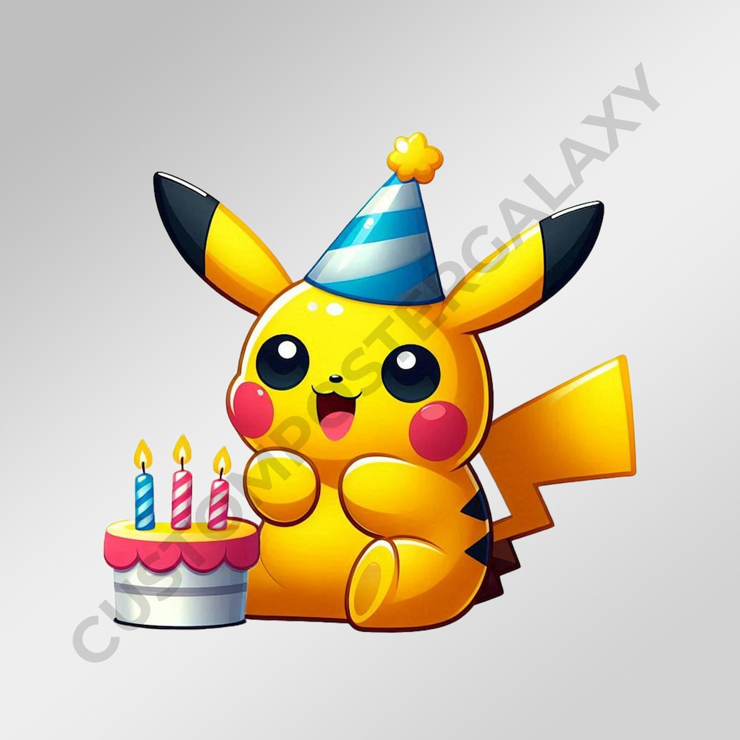 Pikachu Birthday PNG, Pokemon , Pikachu Birthday Party, Pokemone ...