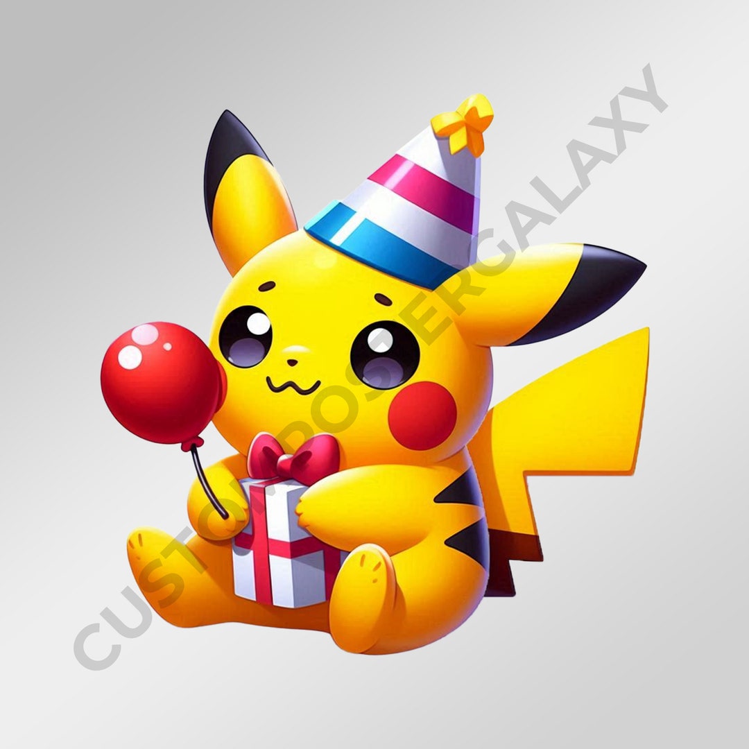 Pikachu Birthday PNG, Pokemon , Pikachu Birthday Party, Pokemone ...