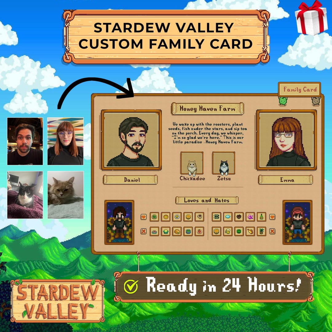 Custom Couple&family STARDEW VALLEY Style Portraits,stardew Valley ...
