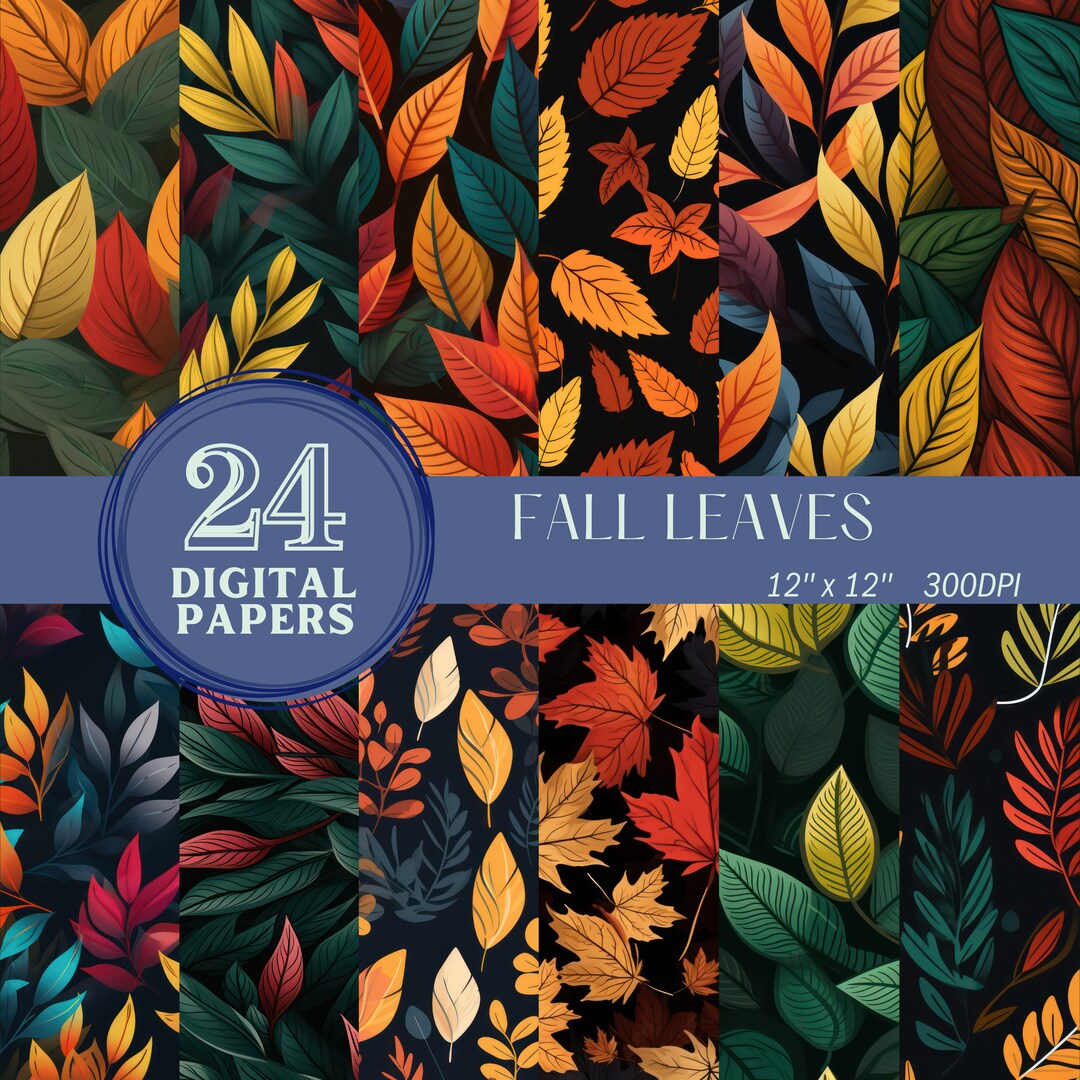 Fall Leaves Digital Paper, Seamless Digital Paper, Scrapbook Paper 24 ...