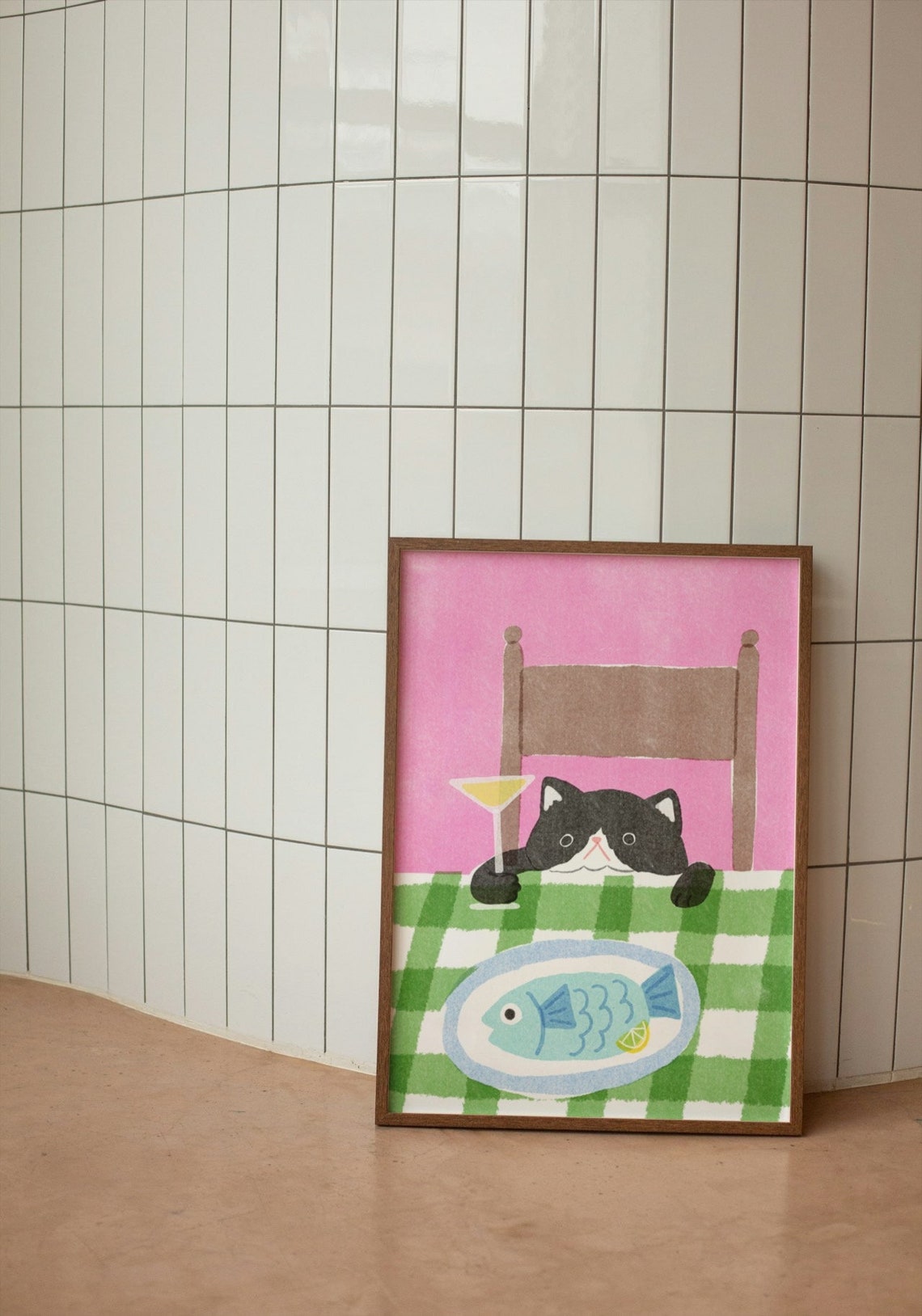 Black and White Cat Dinner Time! Risograph Inspired | Instant Digital ...