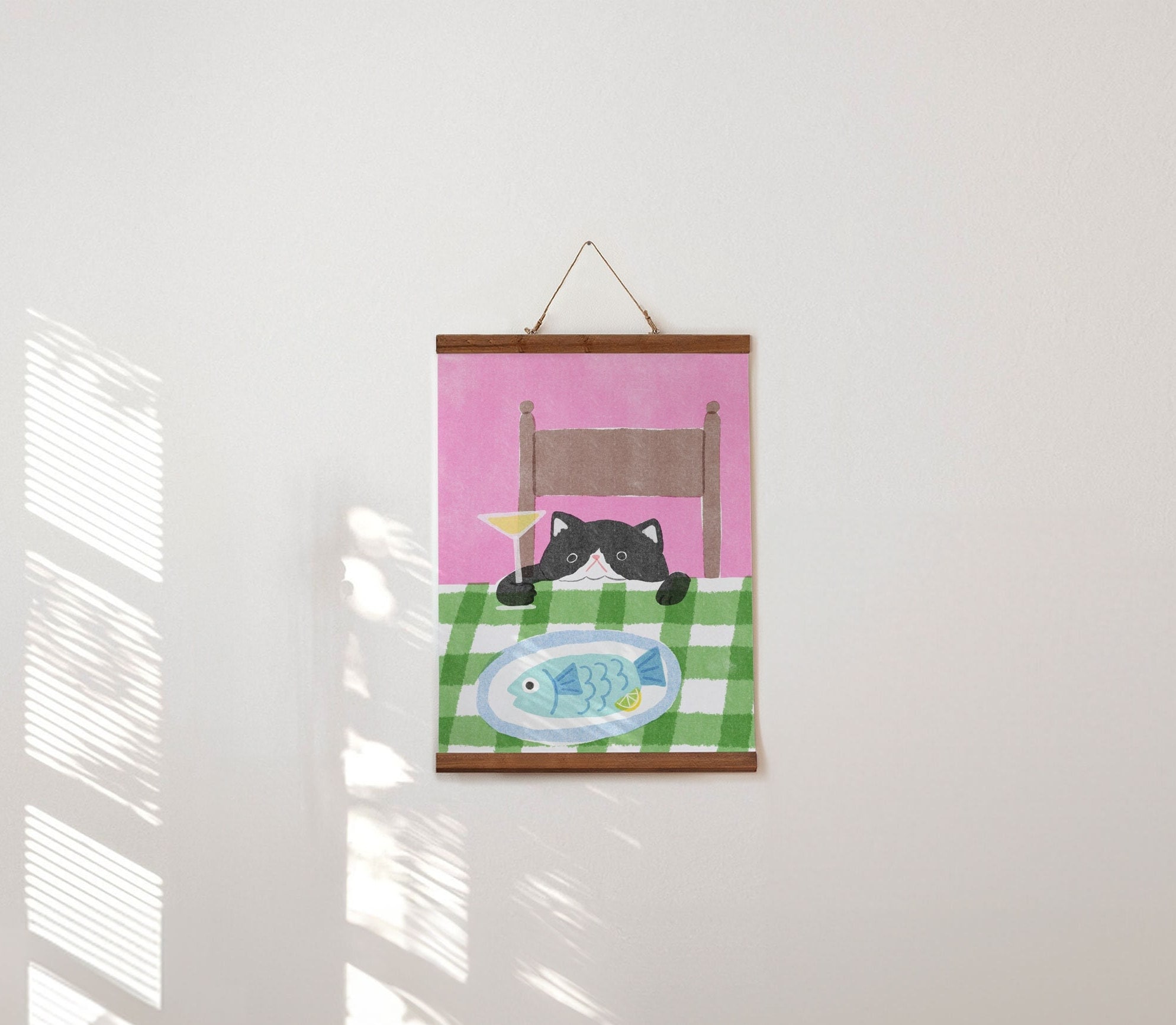 Black and White Cat Dinner Time! Risograph Inspired | Instant Digital ...