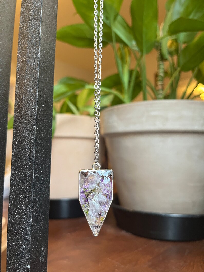 Flower Power Crystal Necklaces Real Flowers Gemstones Crystal Lover ...