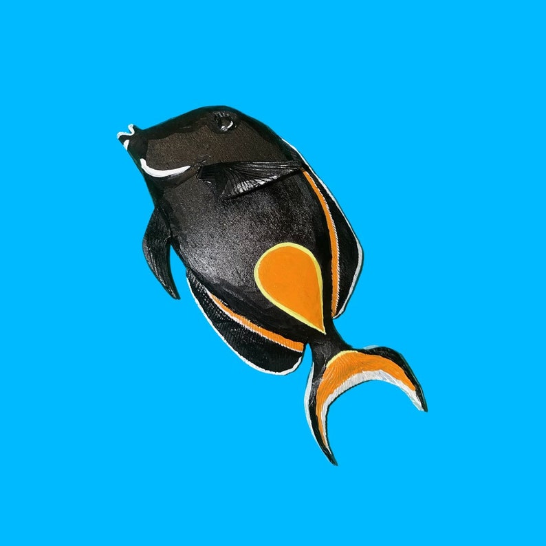 Black Tang Fish Hand Carved and Painted - Makes a Great Gift - Etsy