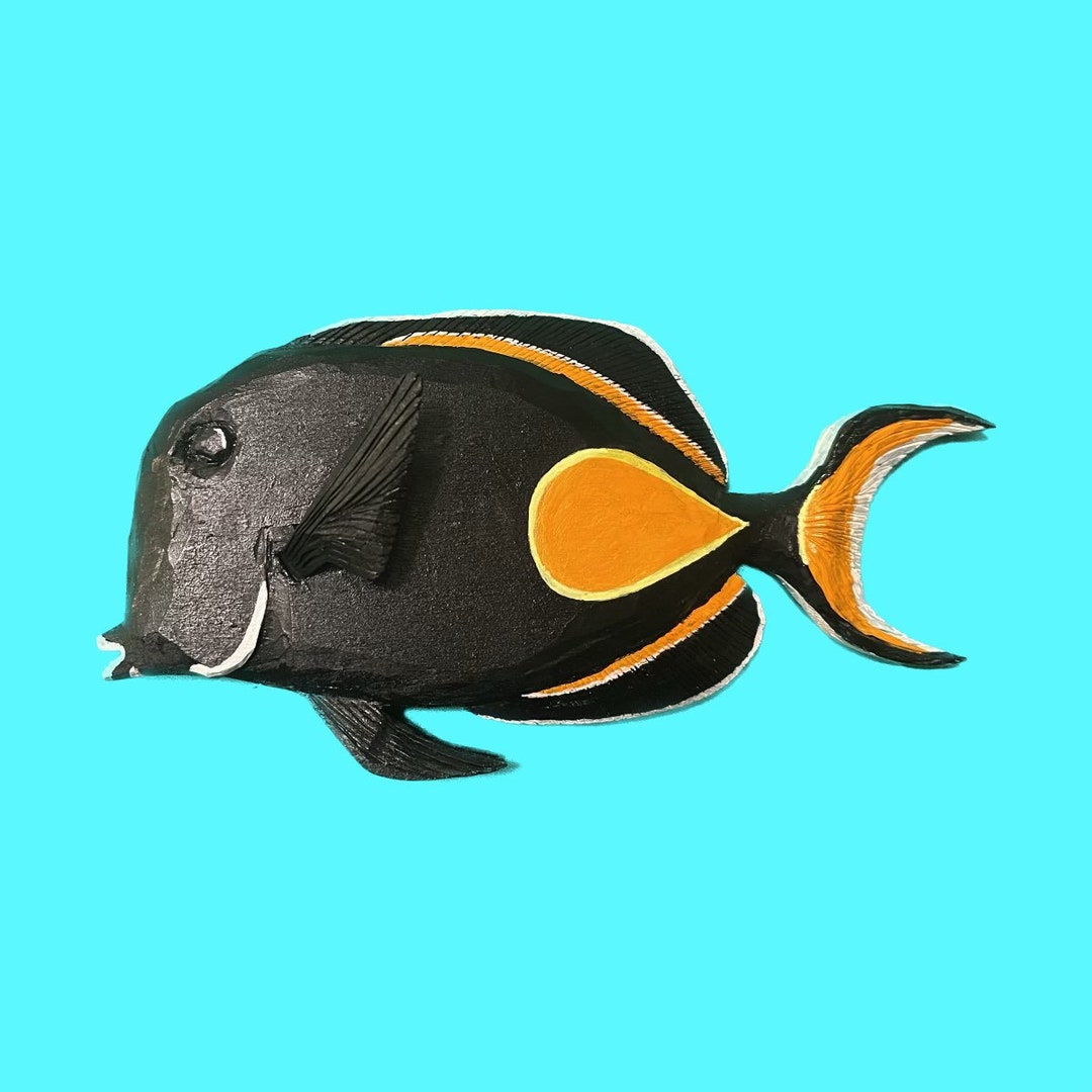 Black Tang Fish Hand Carved and Painted - Makes a Great Gift - Etsy