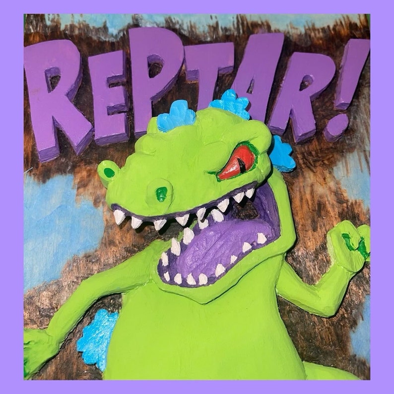 Reptar From the Rugrats! Hand Carved and Painted. Would Make a Great ...