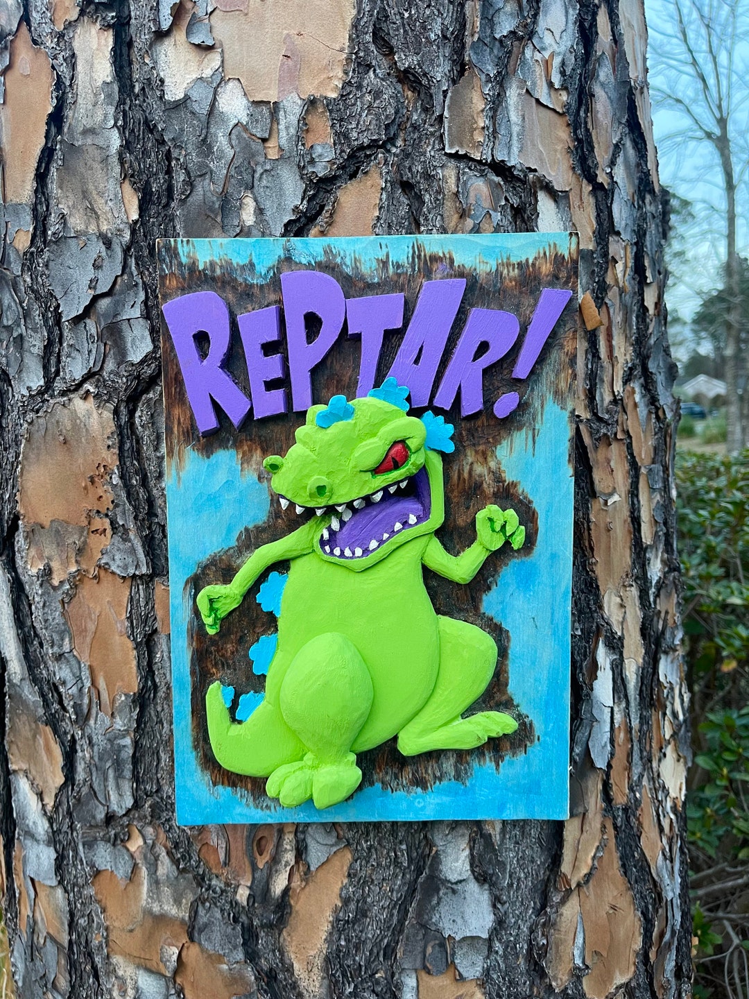 Reptar From the Rugrats! Hand Carved and Painted. Would Make a Great ...