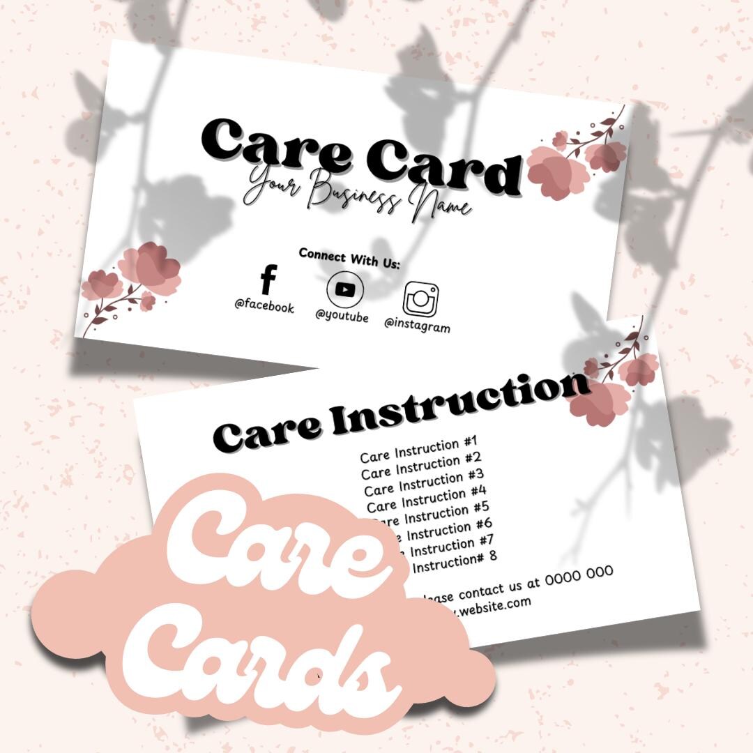 Care Card Template Editable Care Card Printable Care Card Minimalist ...