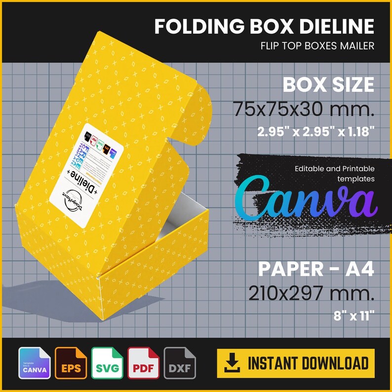 Editable Gift Box SVG Flip Top Box Mailer, Mini Party Favor, Canva ...