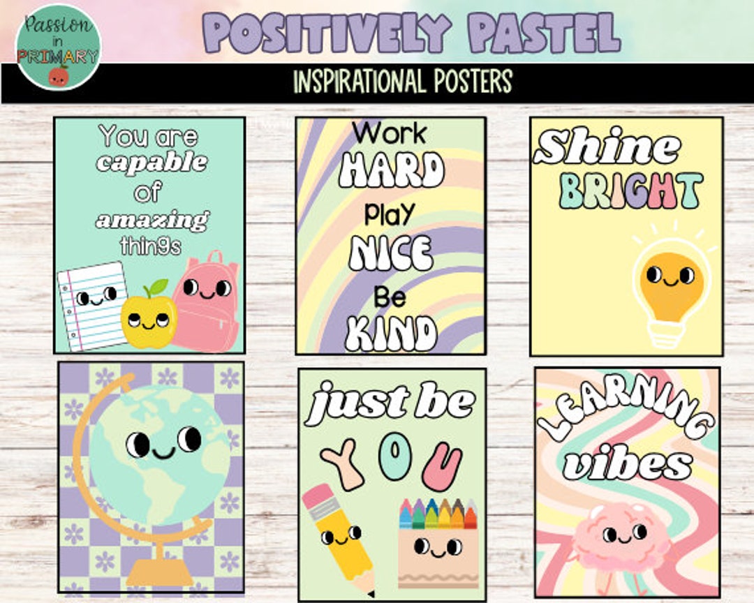 Pastel Back to School Bulletin Board - Retro - Inspirational Posters ...