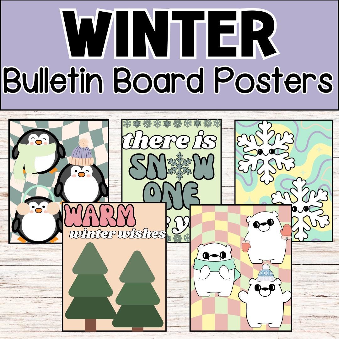 PASTEL WINTER Classroom Decor Posters - Bulletin Board Kit - JANUARY ...