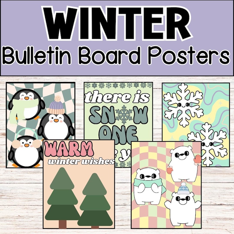 PASTEL WINTER Classroom Decor Posters - Bulletin Board Kit - JANUARY ...