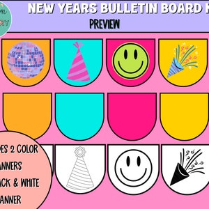 New Years Bulletin Board | January Bulletin Board | Classroom Decor - Etsy