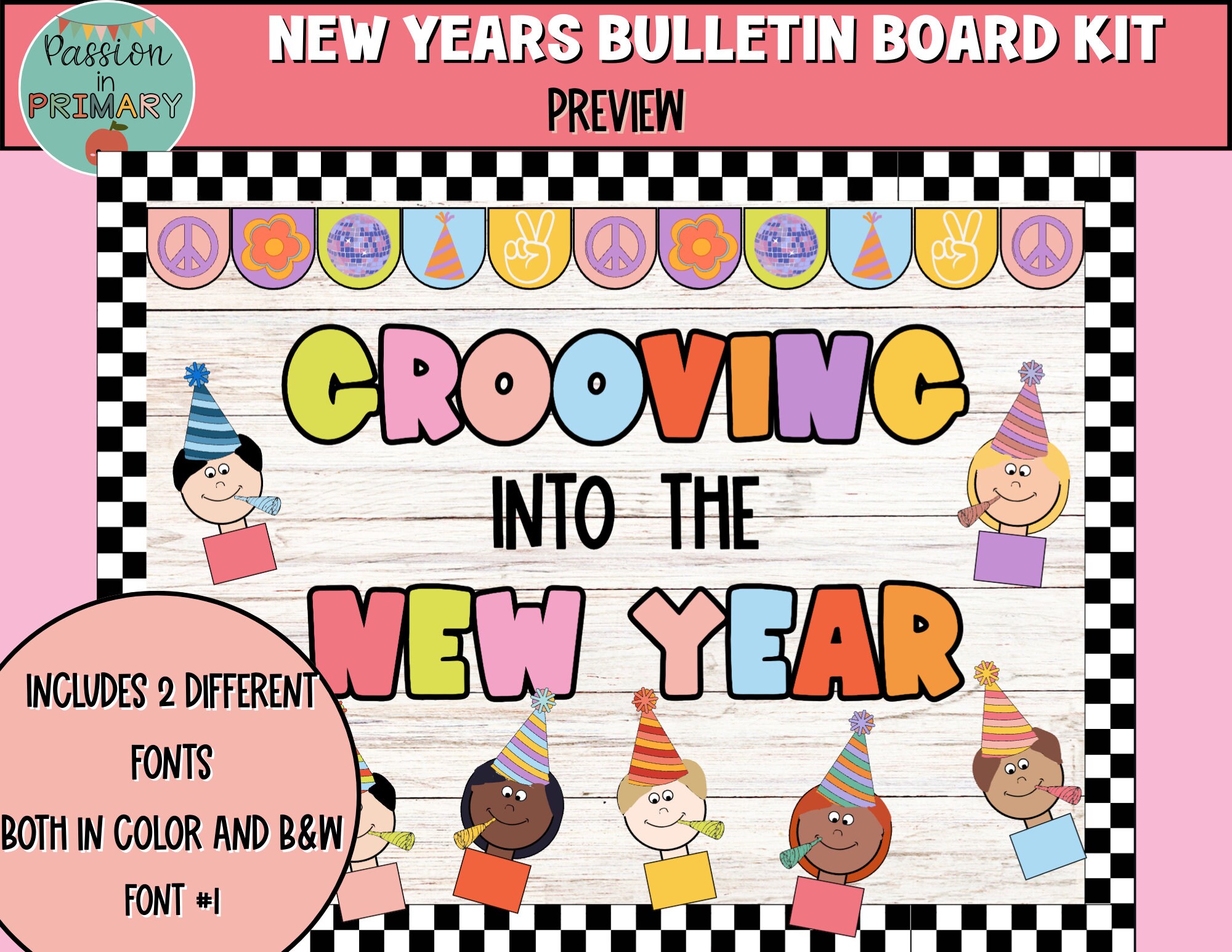News Years Bulletin Board | Retro Bulletin Board | New Years 2025 ...