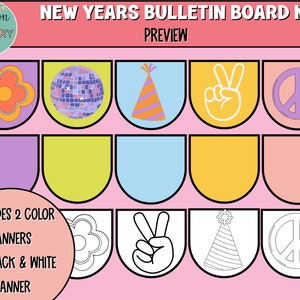 News Years Bulletin Board | Retro Bulletin Board | New Years 2025 ...