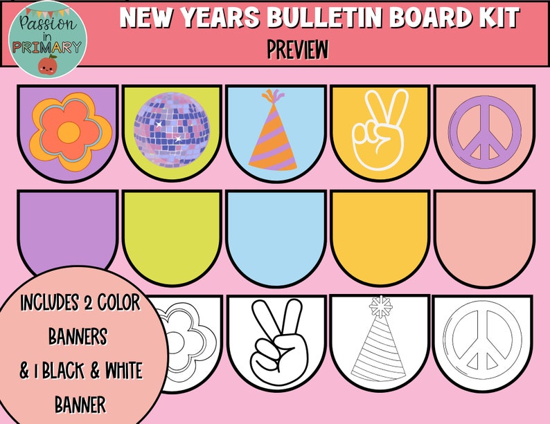 News Years Bulletin Board | Retro Bulletin Board | New Years 2025 ...