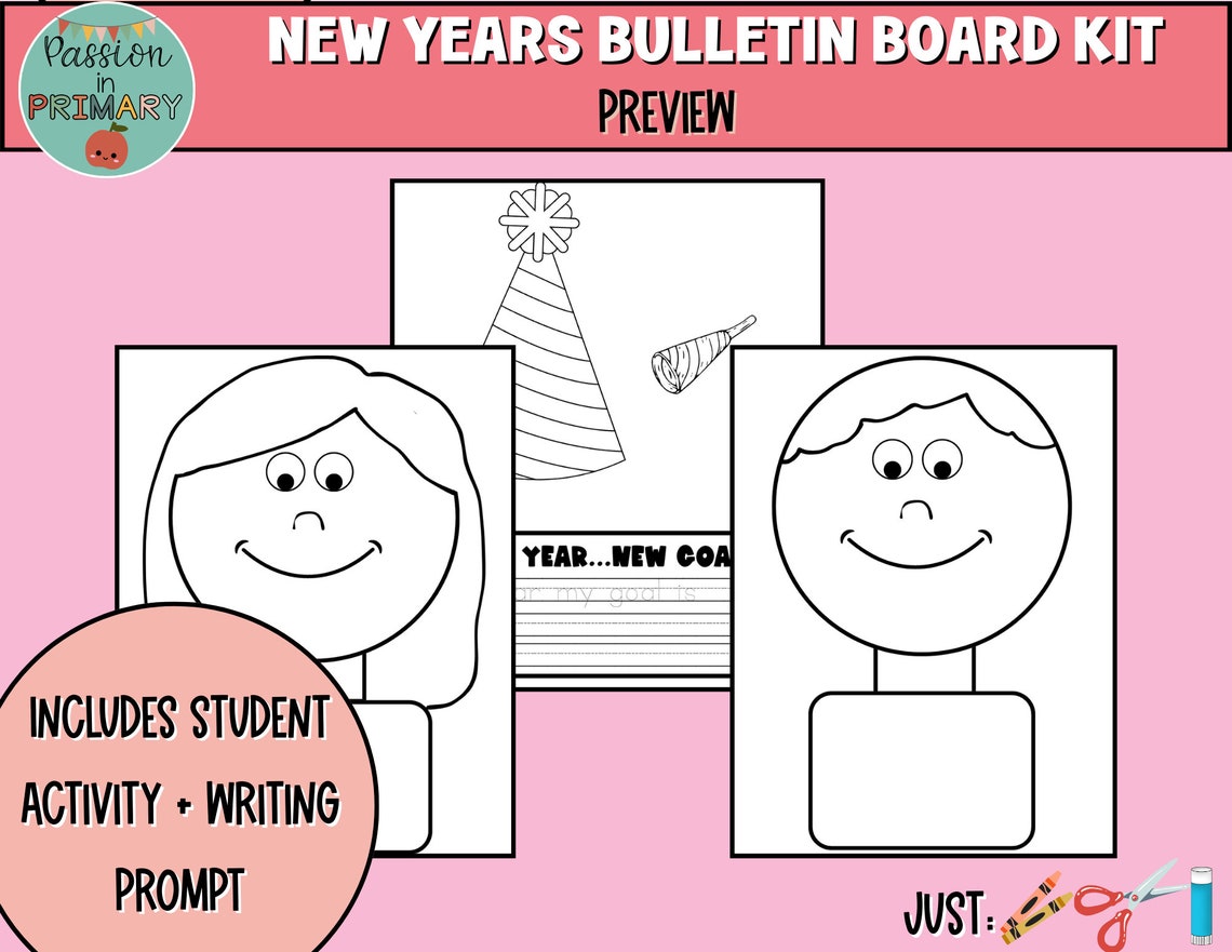 News Years Bulletin Board | Retro Bulletin Board | New Years 2025 ...