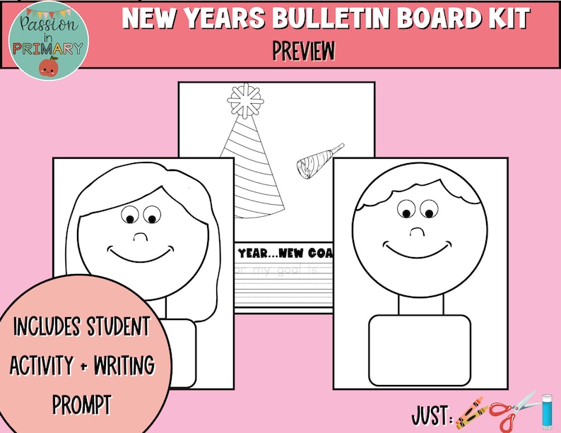 News Years Bulletin Board | Retro Bulletin Board | New Years 2025 ...
