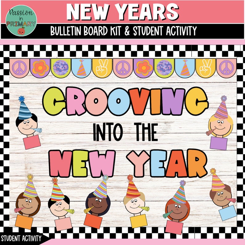 News Years Bulletin Board | Retro Bulletin Board | New Years 2025 ...