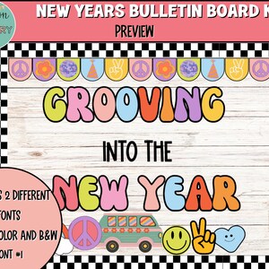 News Years Bulletin Board | Retro Bulletin Board | New Years 2025 ...