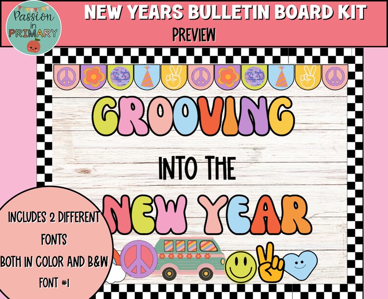 News Years Bulletin Board | Retro Bulletin Board | New Years 2025 ...