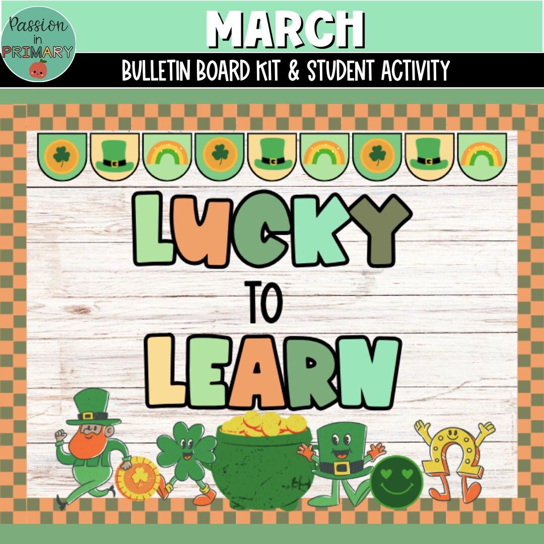 Retro March Bulletin Board Kit St. Patrick's Classroom Decor Printable ...