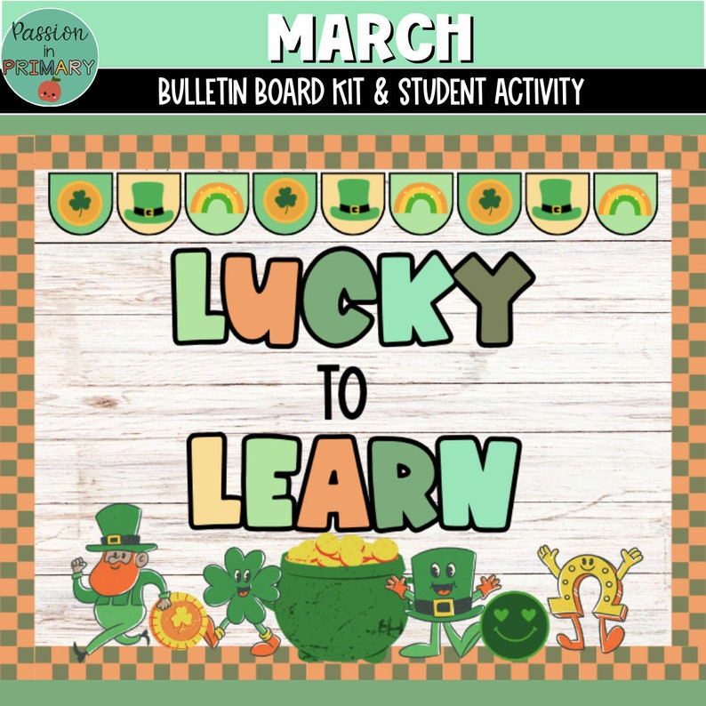 Retro March Bulletin Board Kit St. Patrick's Classroom Decor Printable ...