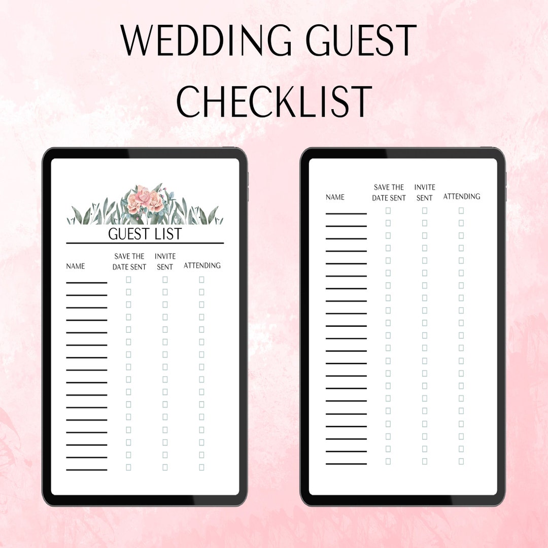 Wedding Guest List Template, Guest List Tracker, Party, Wedding Guest ...