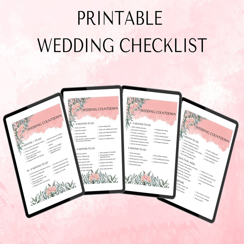 Floral Wedding Checklist Printable Wedding Planning Checklist Wedding ...