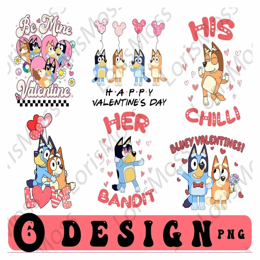 Bluey Couple Xoxo Valentine Png, Bandit and Chilli Vanlentine Png ...