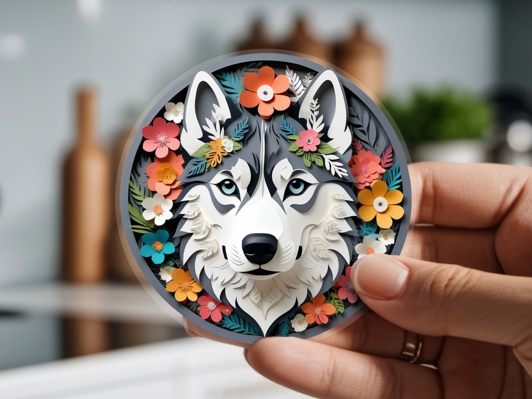 Siberian Husky Sticker: Vinyl Papercut Art Decal, Unique Dog Lover Gift ...