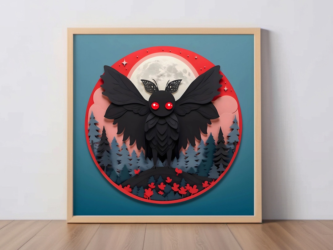 Mothman Papercut Art: Moth Monster Print, Cryptid Lover Gift, Wall ...