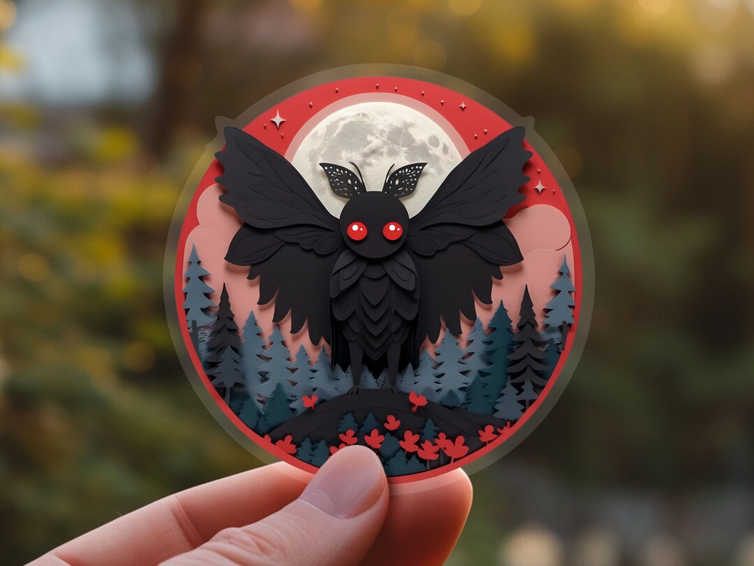 Mothman Cute Cryptid Sticker: Vinyl Papercut Style Decal, Paranormal ...