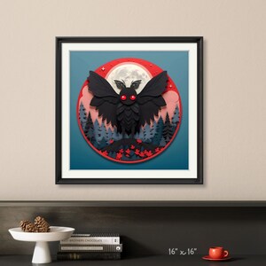 Mothman Papercut Art: Moth Monster Print, Cryptid Lover Gift, Wall ...