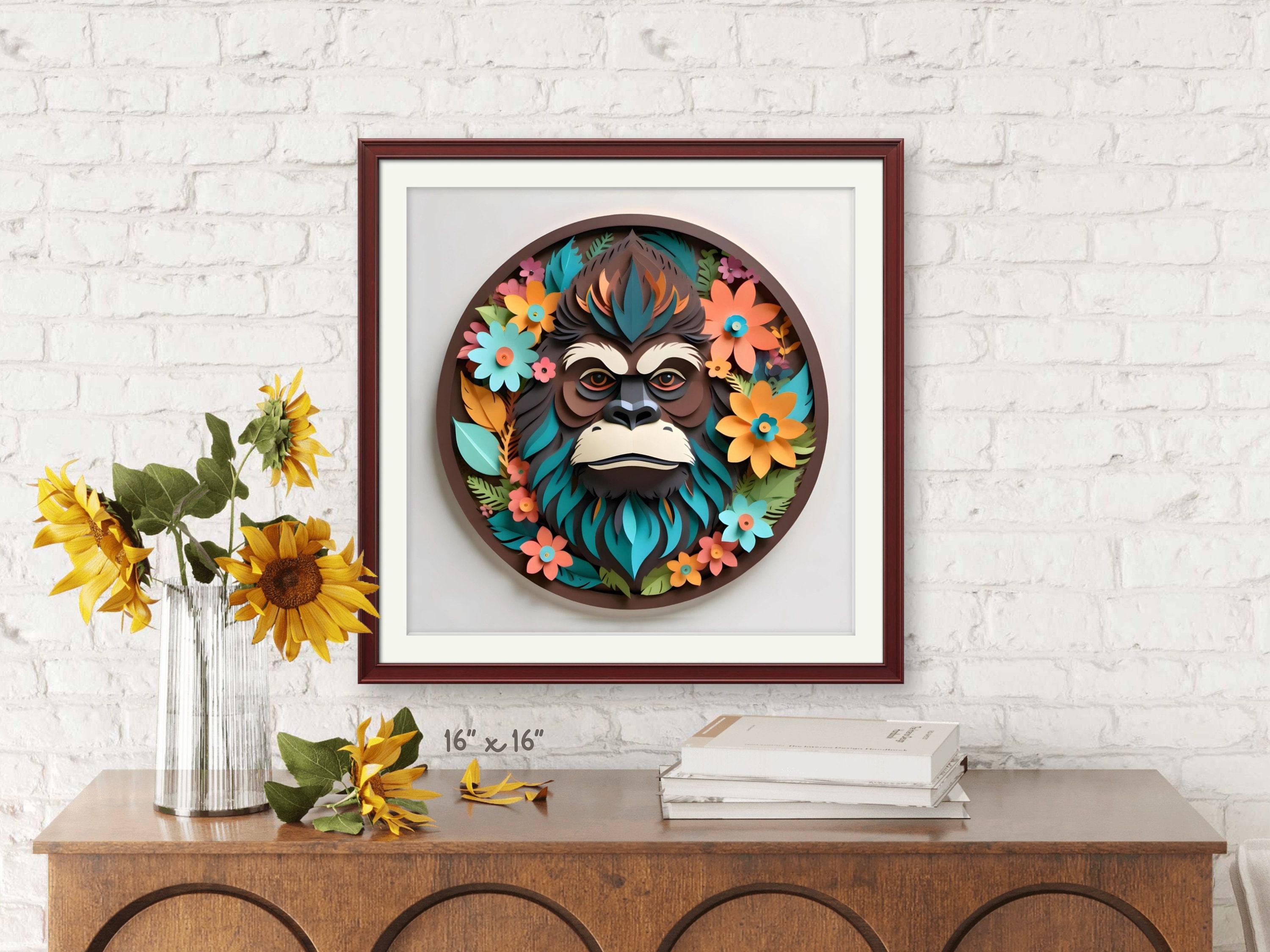 Sasquatch Cute Cryptid Papercut Art: Big Foot Print, Cryptid Fan Gift ...