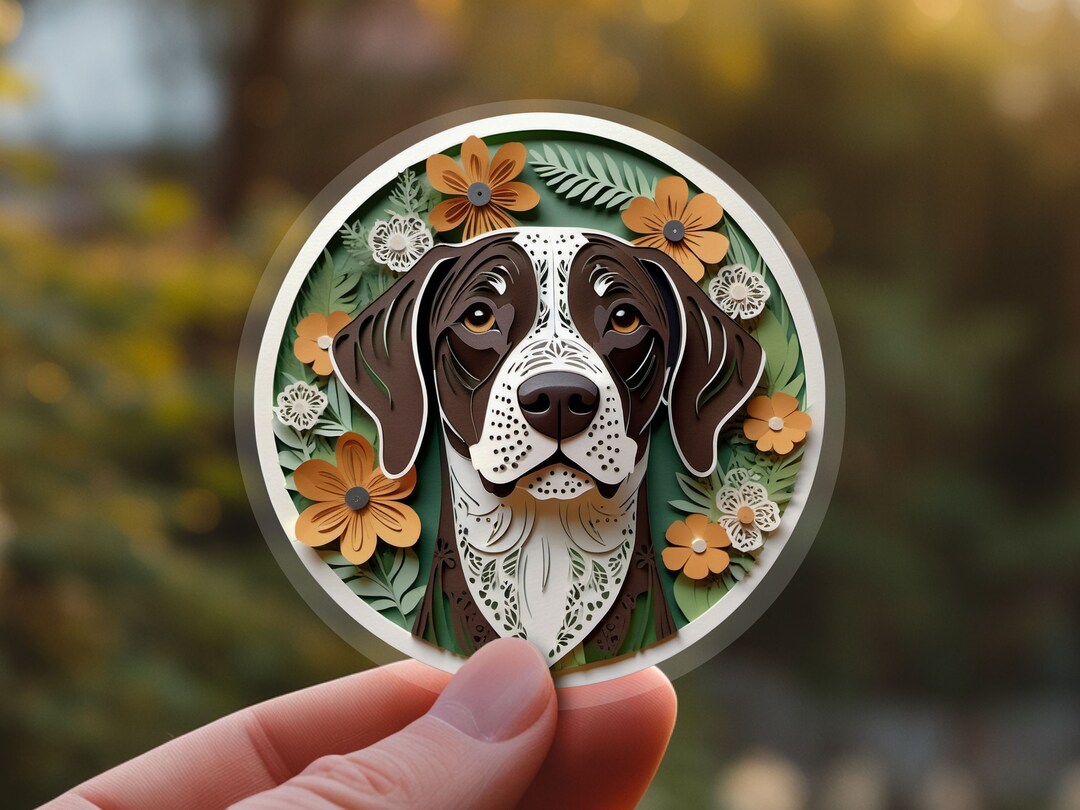 German Shorthair Pointer Sticker: Liver Tick GSP Papercut Style Art ...