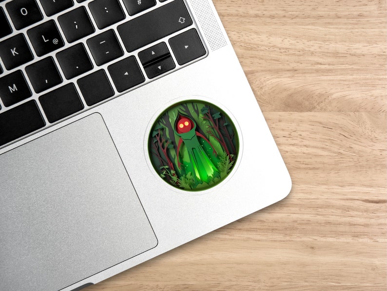Flatwoods Monster Sticker: Cute Cryptid Vinyl Decal, Digital Papercut ...